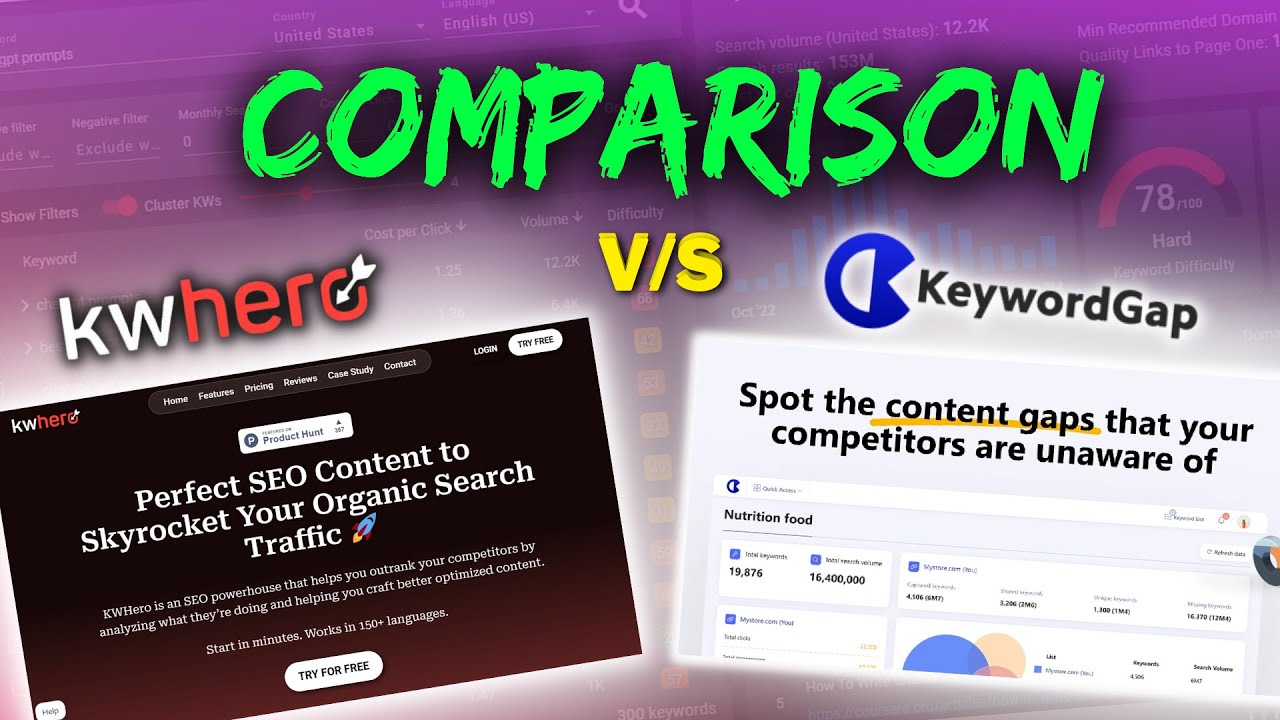 KWHero vs KeywordGap - Best Keyword Research Tool Comparison - YouTube