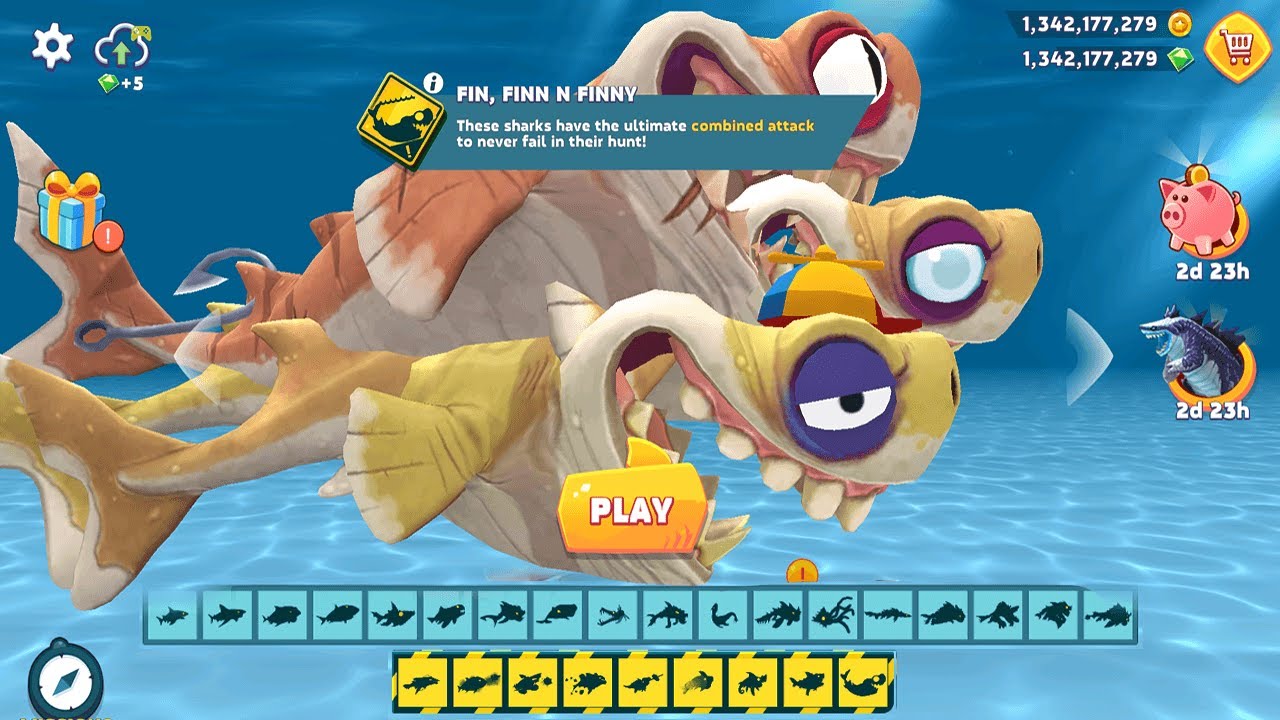 Hungry Shark Evolution - Bigger Fin, Finn N Finny Shark - All 27 Sharks ...