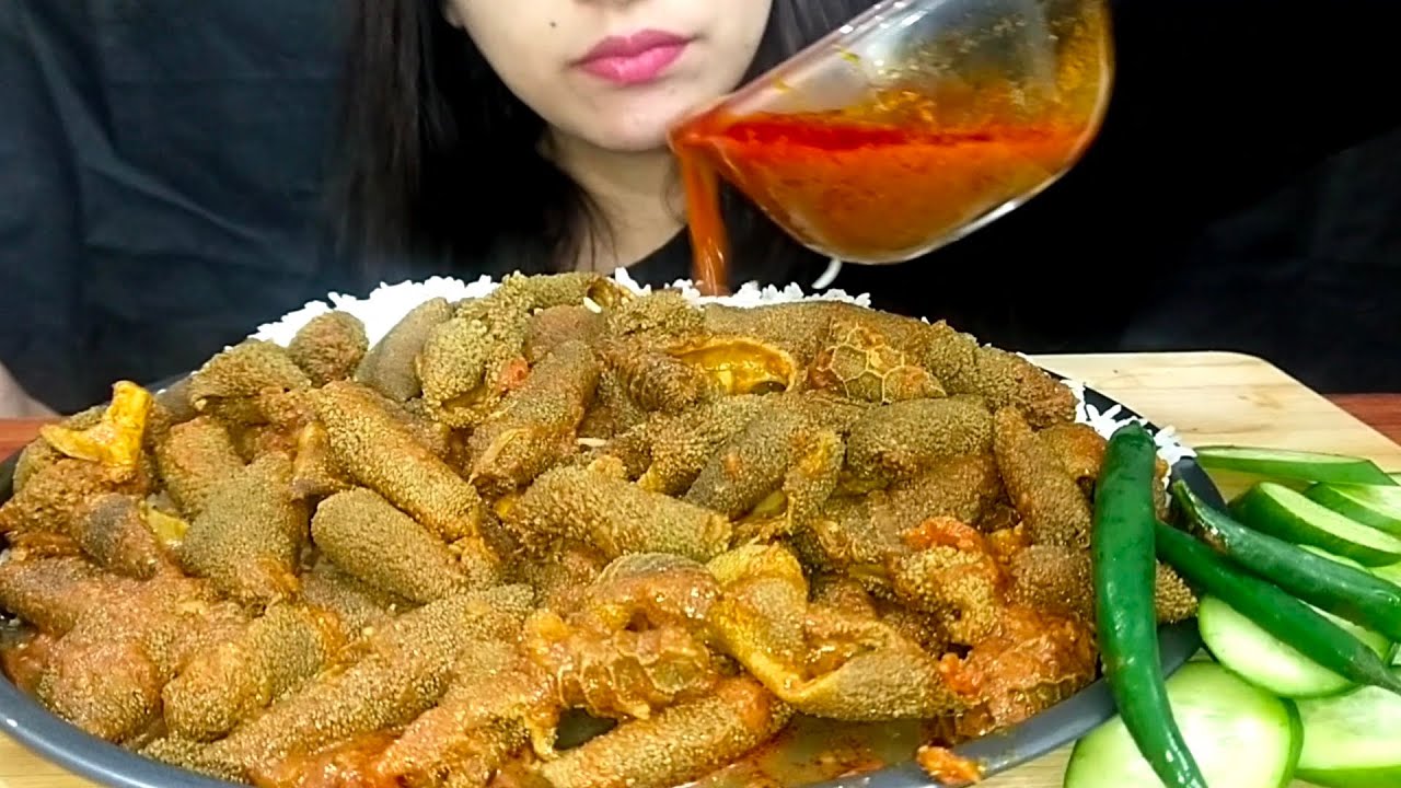 ASMR ; EATING SPICY MUTTON BOTI CURRY + GREEN CHILLI+SALAD|| MUKBANG ...