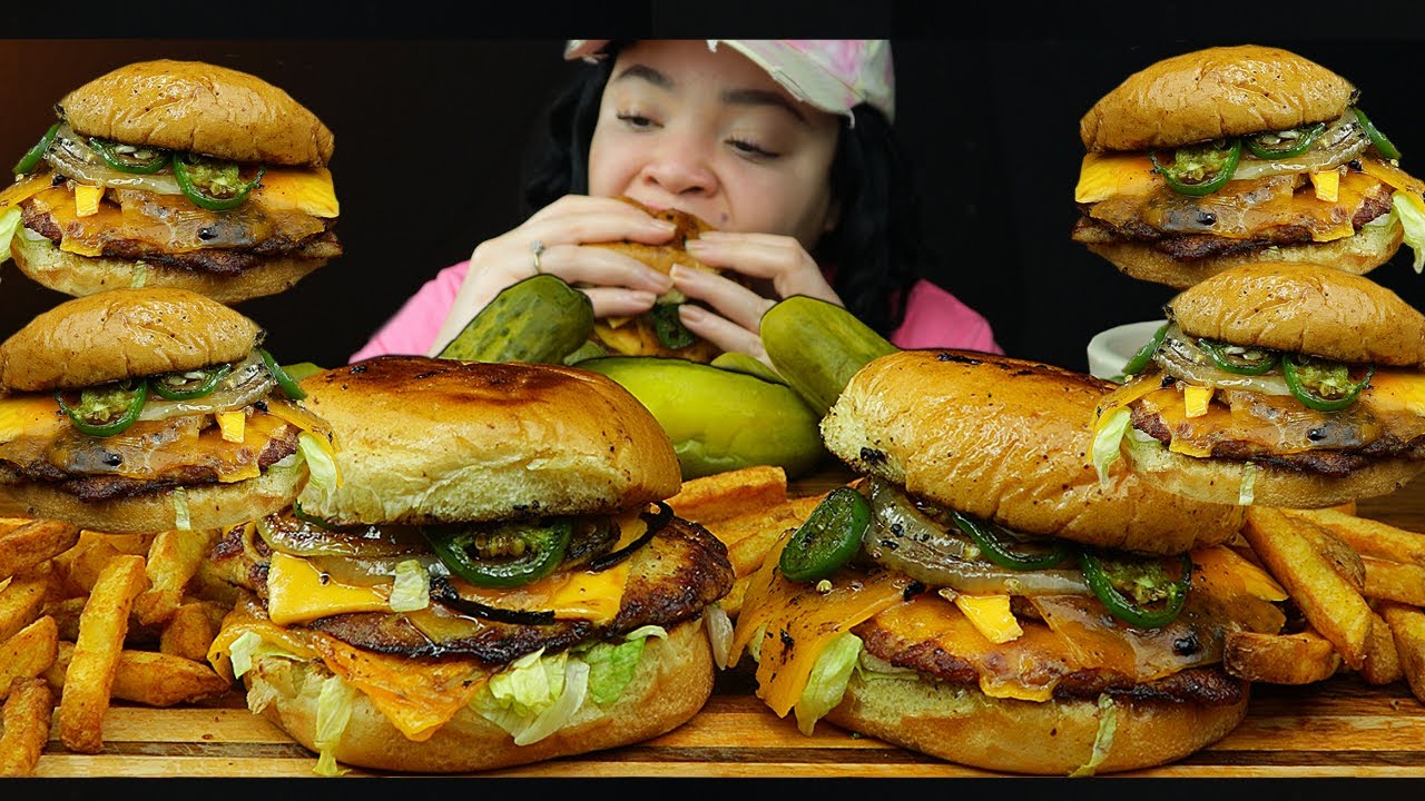 CHEESEBURGER ASMR | eating show - YouTube