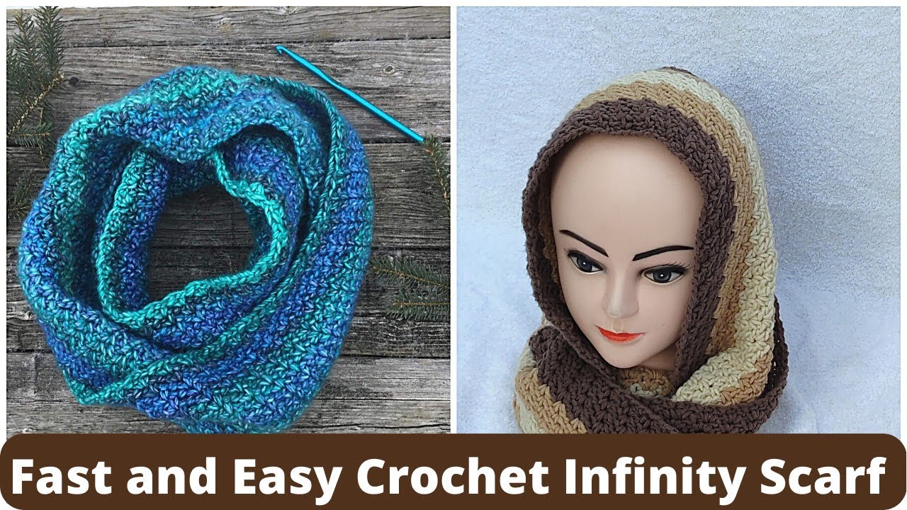 Fast and Easy Crochet Infinity Scarf Tutorial. One Round Repeat! - YouTube