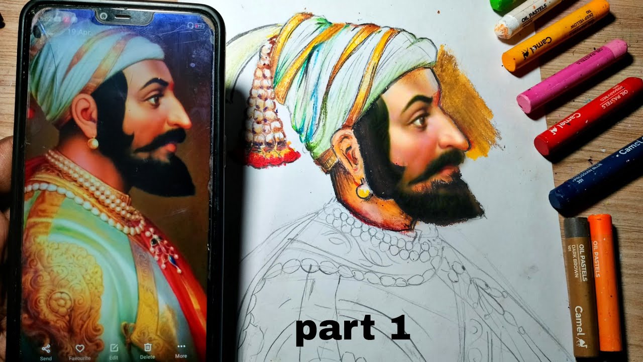 chatrapati shivaji Maharaj drawing with oil pastel - YouTube