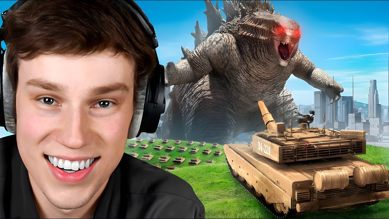 Godzilla vs 100 Tanks! - YouTube