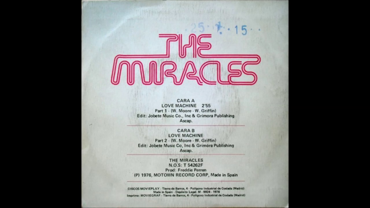 The Miracles - Love Machine (1975) 12 inch - Vinyl - YouTube