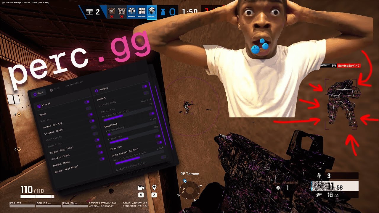 perc.gg R6 | White knight ruins cheaters game - YouTube