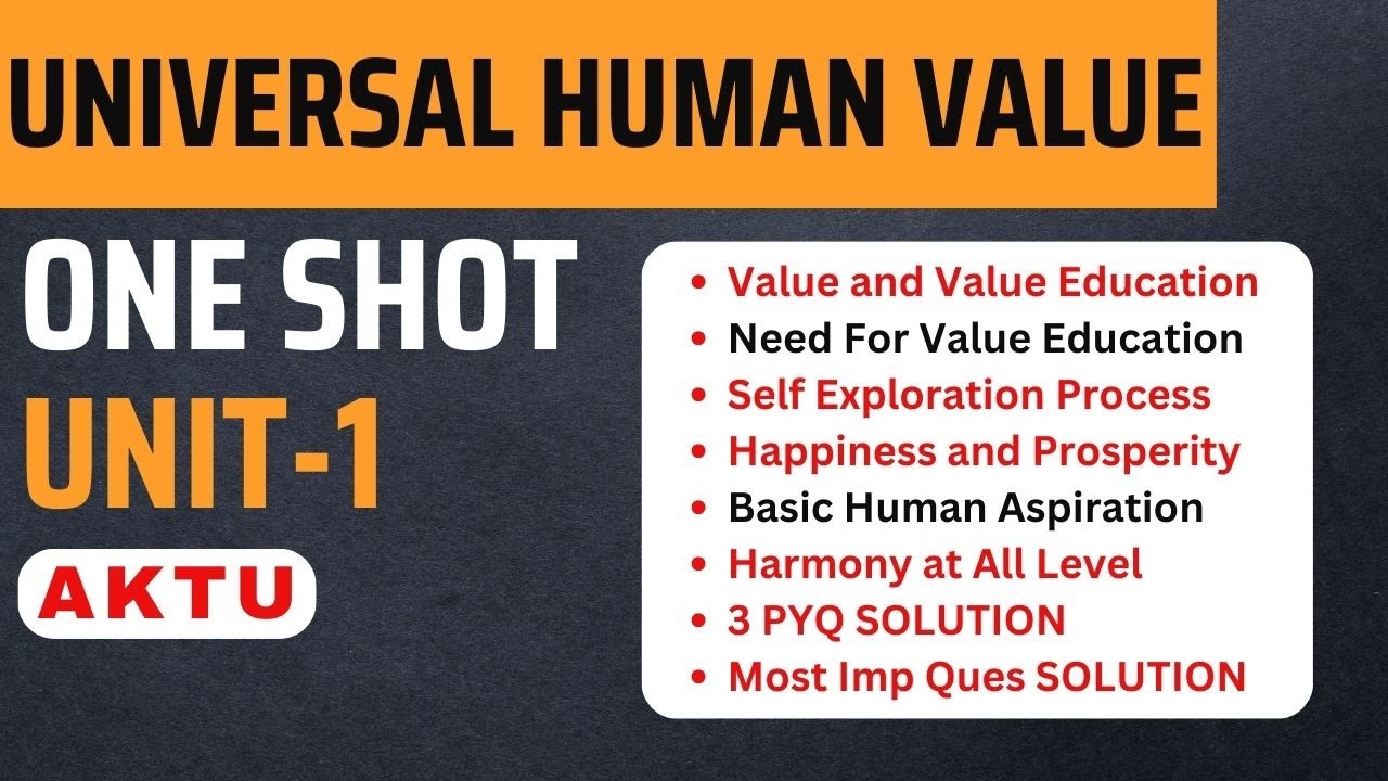UHV btech 2nd year | Unit 1 One Shot Video | UHV One Shot | Important question | Aktu Exam ...