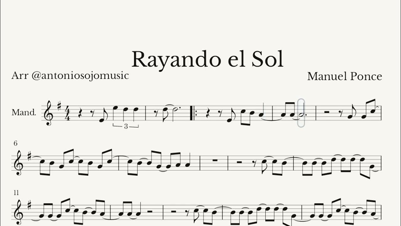 Partitura de Rayando el Sol - #antoniosojomusic #mandolina #kareoke #partituras #violin - YouTube