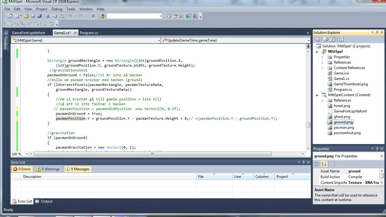 Spelprogrammering XNA 4 0 gravitation del 2 - YouTube