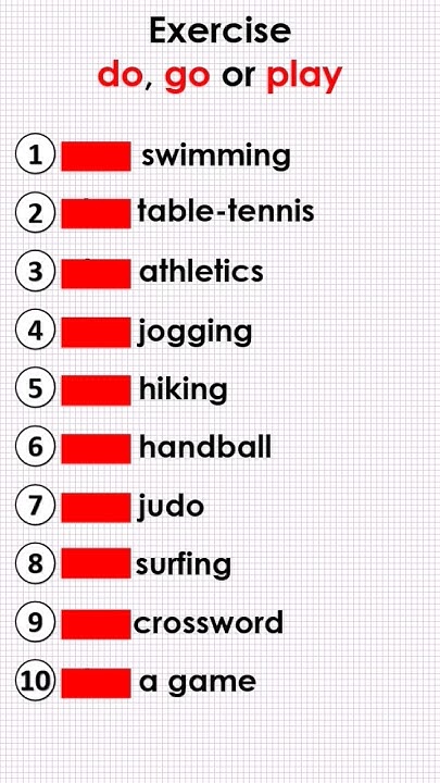 Grammar Exercise | Do, Go or Play - YouTube