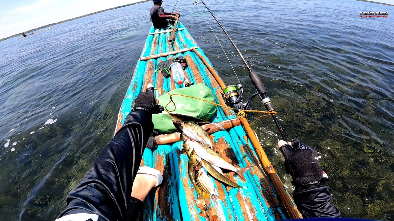 Casting using bamboo raft | Ultralight fishing Pangasinan, Philippines ...