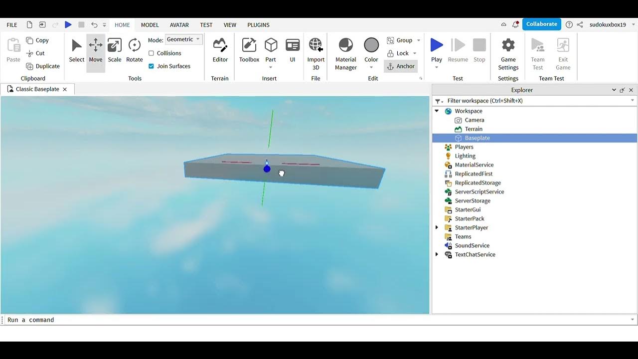 How to Resize,Move, and Rotate the baseplate in roblox studio - YouTube