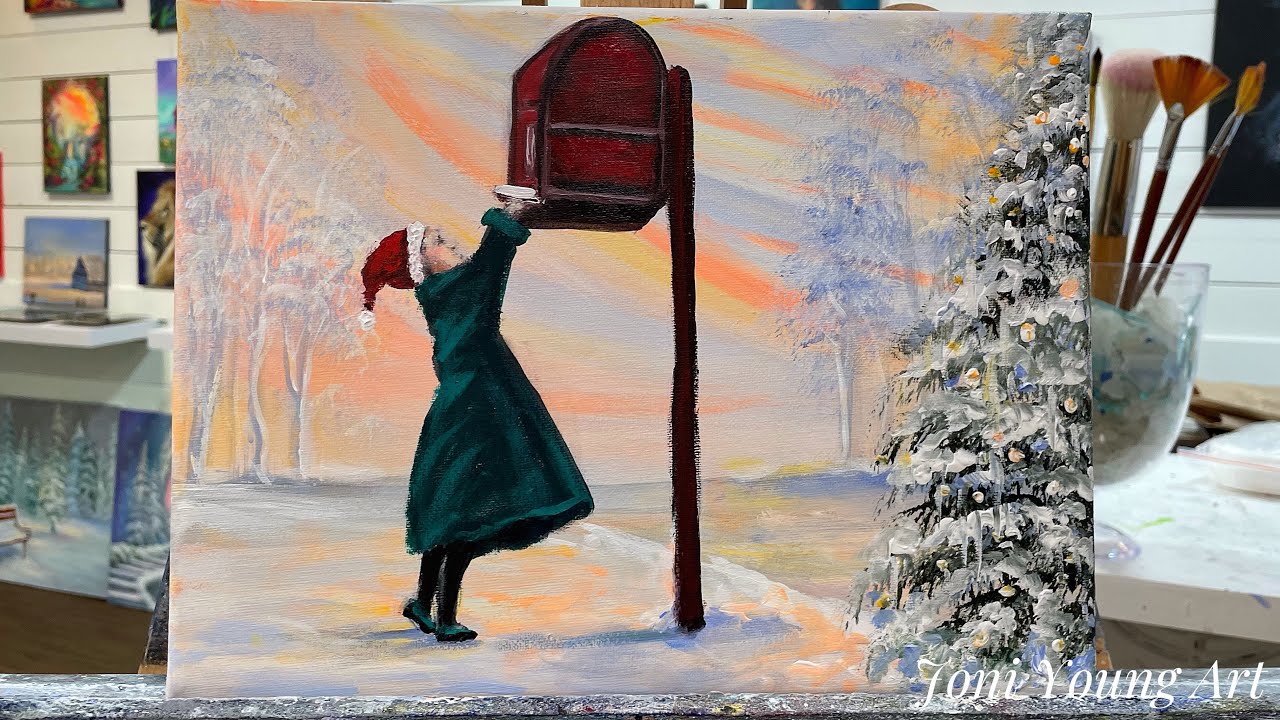 How To Paint MAILING A LETTER TO SANTA ~ acrylic painting tutorial ...