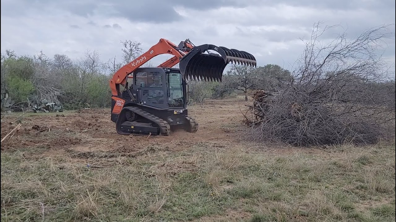 Skid Steer Orange work. Kubota SVL 75-2 tackling South TX Brush #like # ...