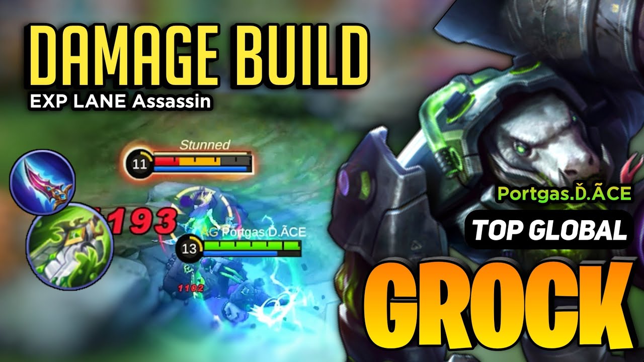 DAMAGE BUILD EXP! Grock Best Build 2023 [ Top Global Grock Gameplay ...