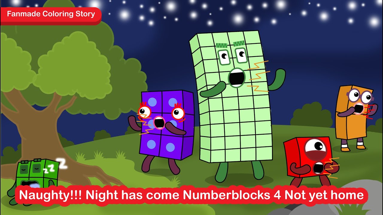 Naughty!!! Night has come Numberblocks 4 Not yet home | Numberblocks ...