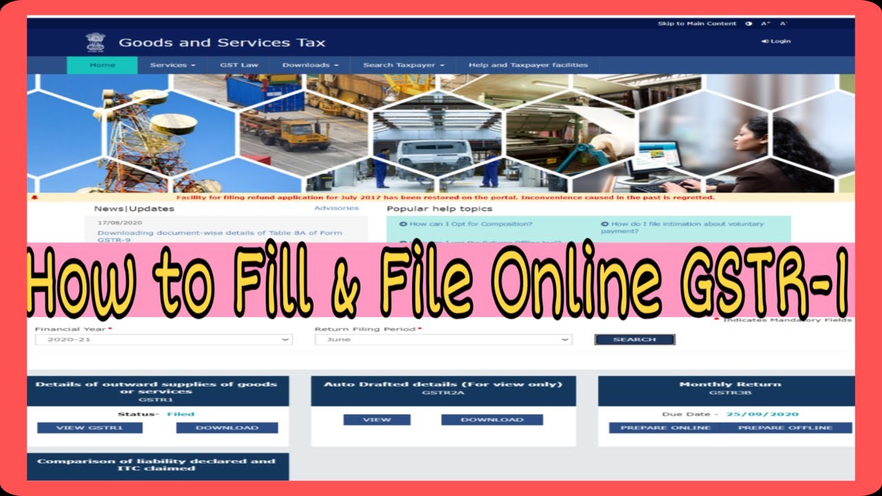 How to Fill & File Online GSTR-1 - YouTube