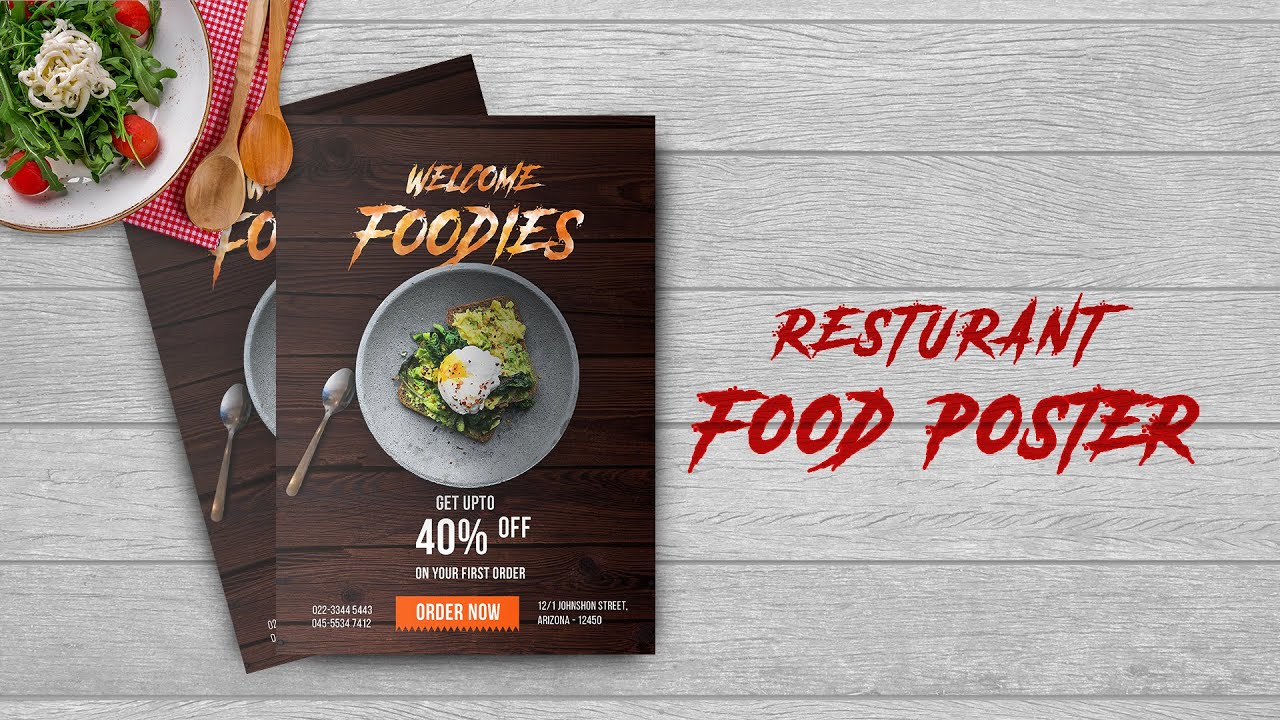 How To Design Restaurant Food Poster Design In Adobe Photoshop CC - YouTube