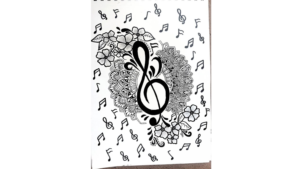 Music Note mandala | How to draw mandala art for beginners step by step ...
