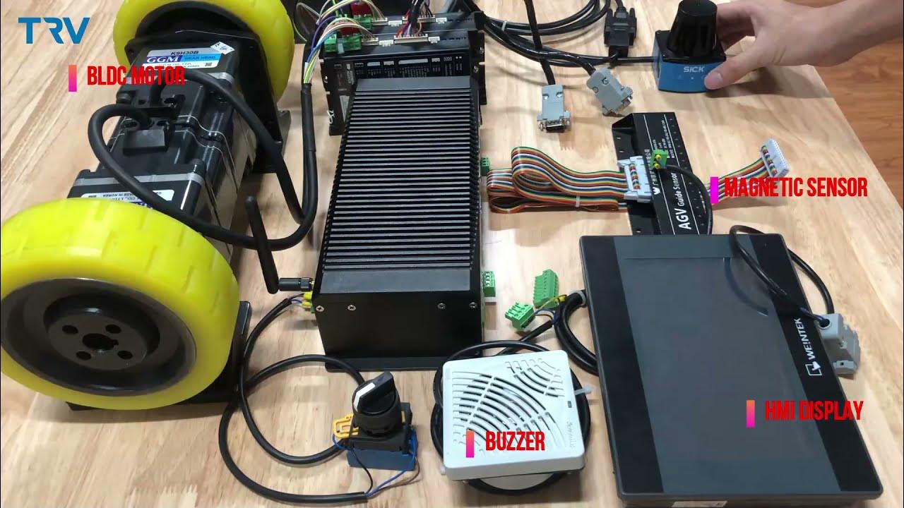 Full bộ điều khiển và thiết bị cho AGV - YouTube