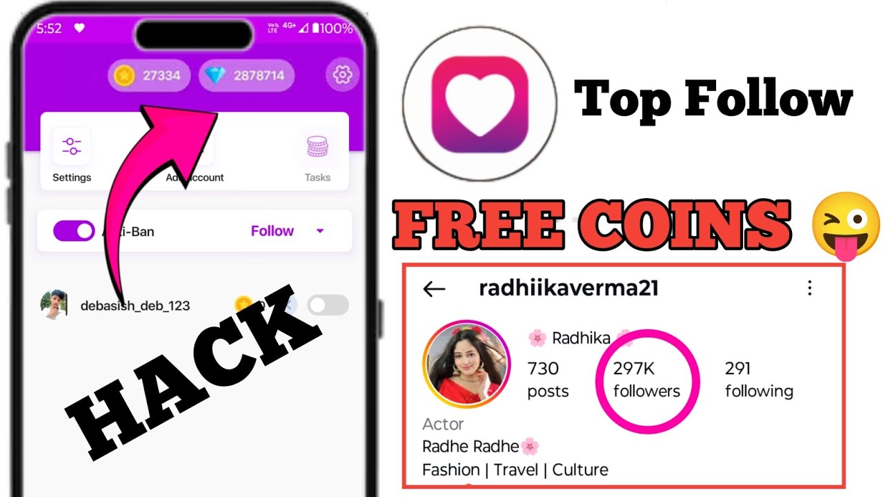 Top follow app unlimited coins - Top follow Hack - YouTube