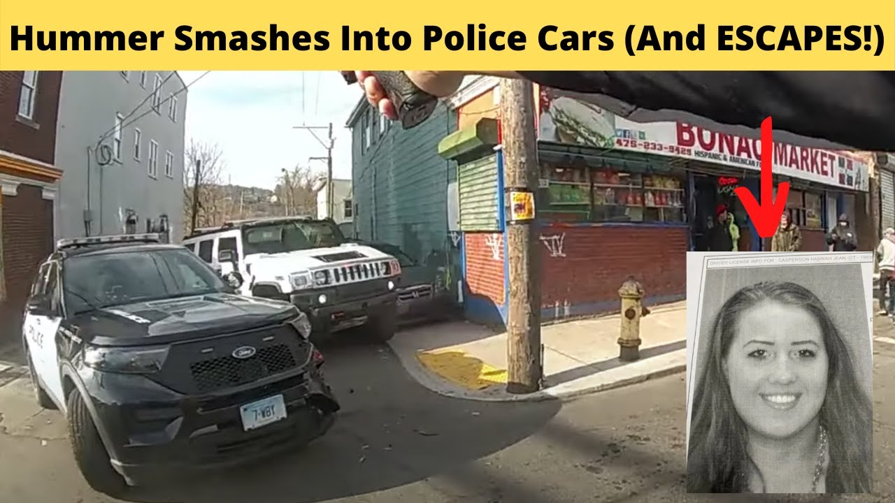 Hummer Smashes Into Police Cars (She Got Away!) - YouTube