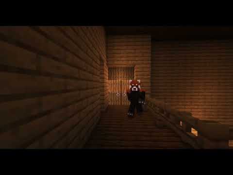 Boy in the striped pajamas setting in minecraft