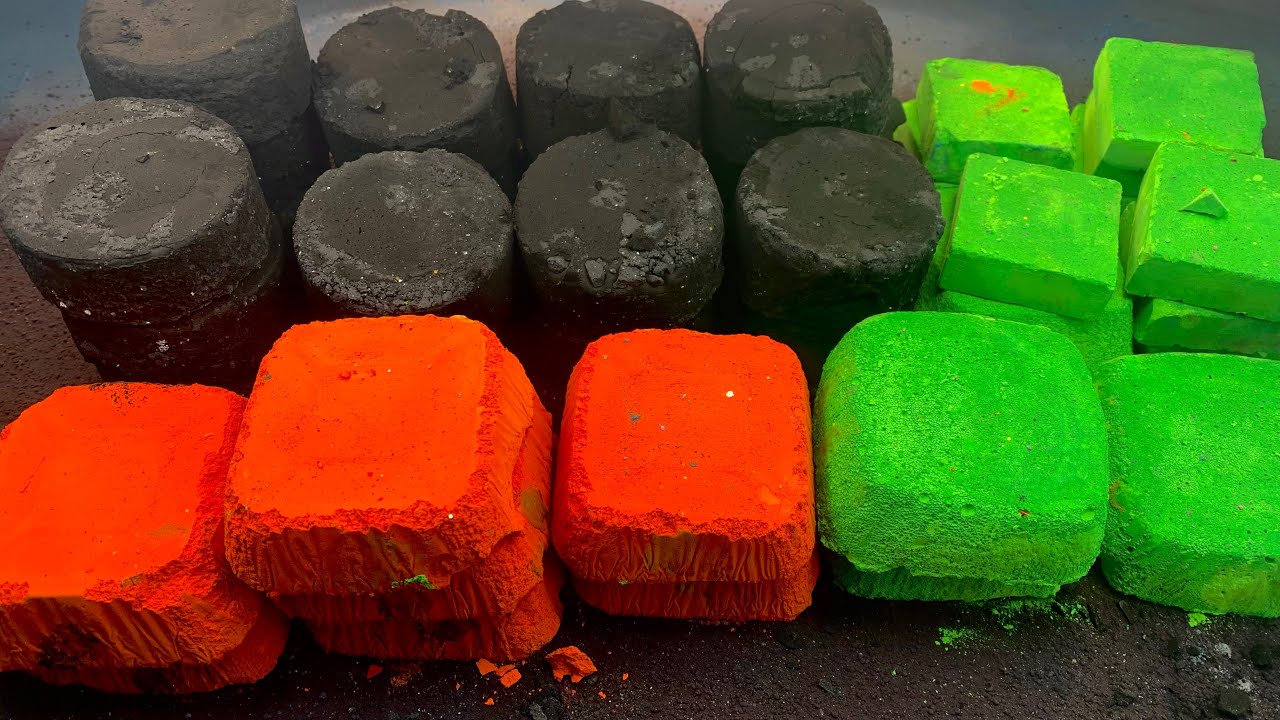 Black and Neon Green Orange Iron Oxide Crush Soft Dusty Powdery - YouTube