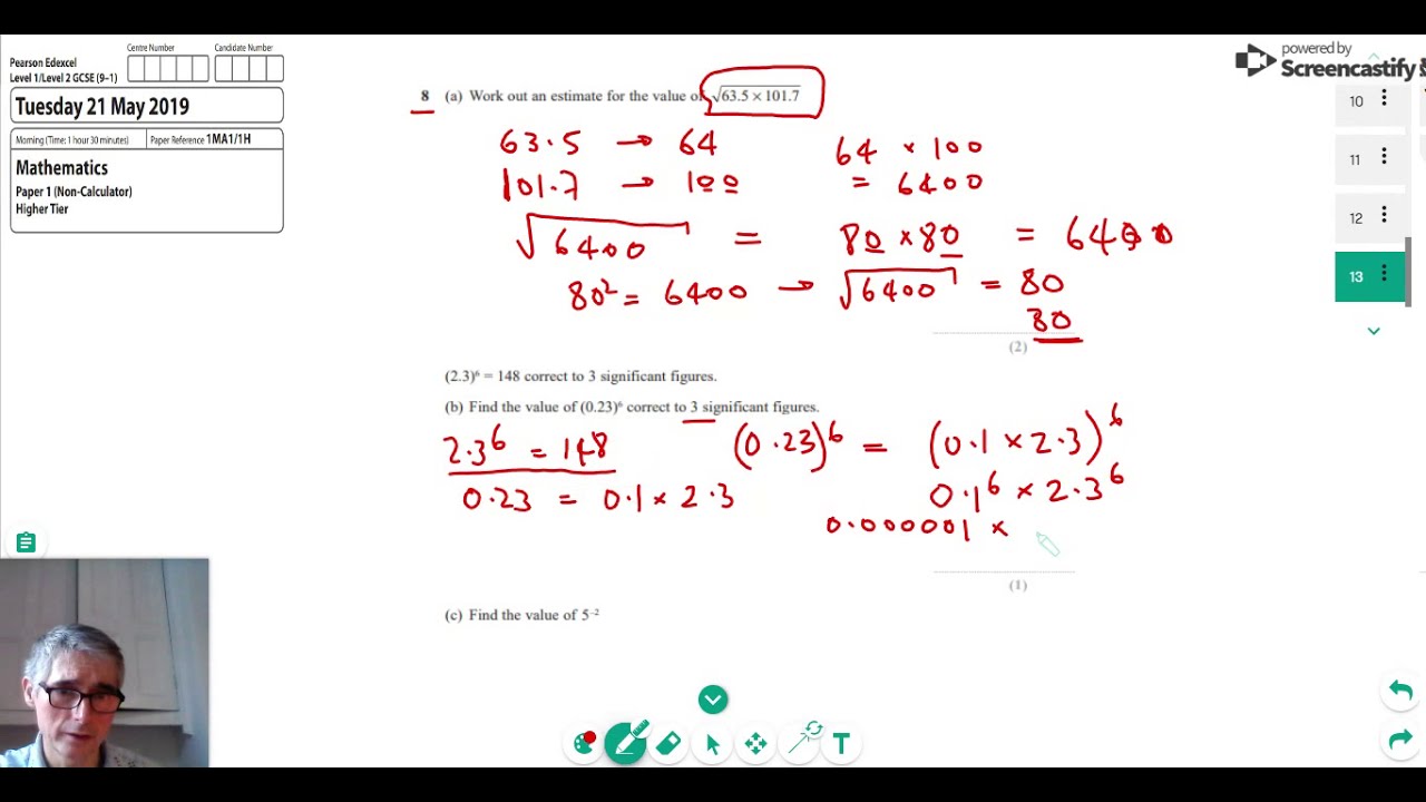 Estimation Edexcel 2019 Maths GSCE Higher Tier Paper 1 Question 8 - YouTube