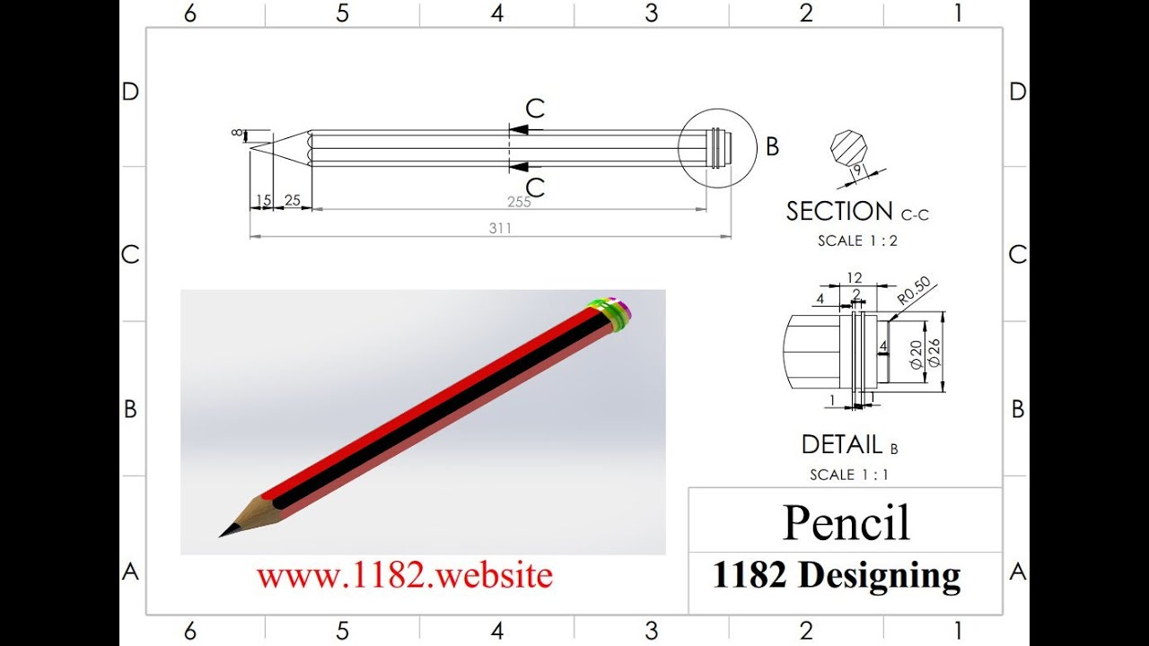 Make a Pencil 3D Model in SolidWorks? - YouTube