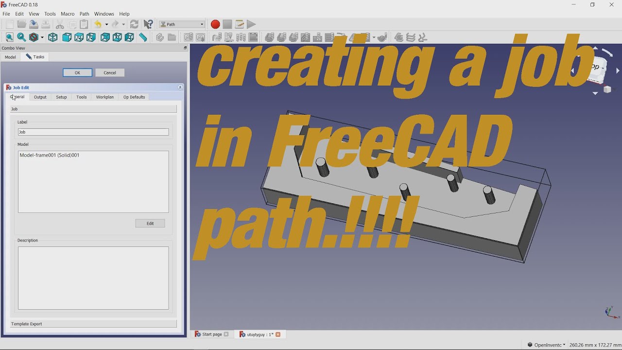 How to create a job in FreeCAD path 0.18 - YouTube