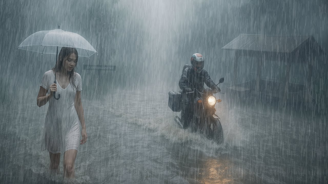 Heavy Rainy & Very Strong Wind Storms Hit Village Life | Walking Amid ...