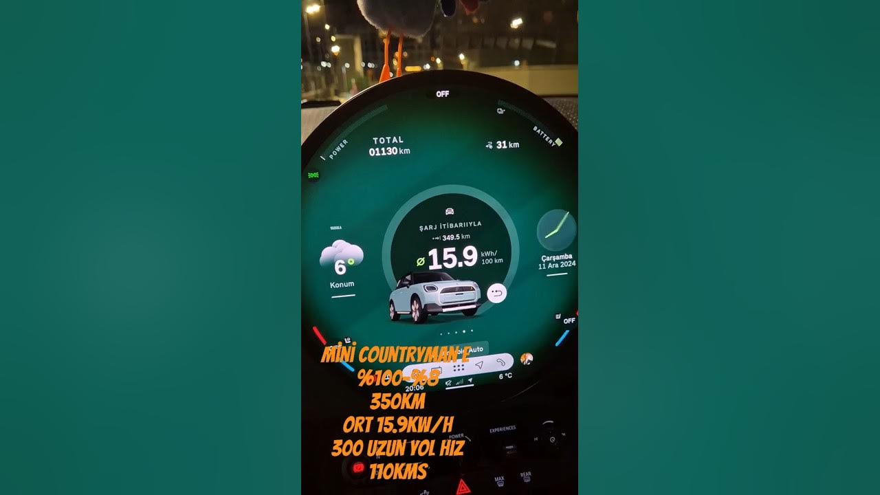 Mini Countryman E Kış Uzun Yol 350Km Ortalama Hız 110km/h 15.9kw/h #mini #countryman # ...