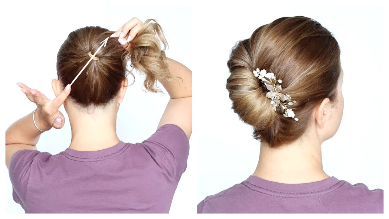 The EASIEST way to create a FRENCH BUN ROLL for medium and thin hair ...