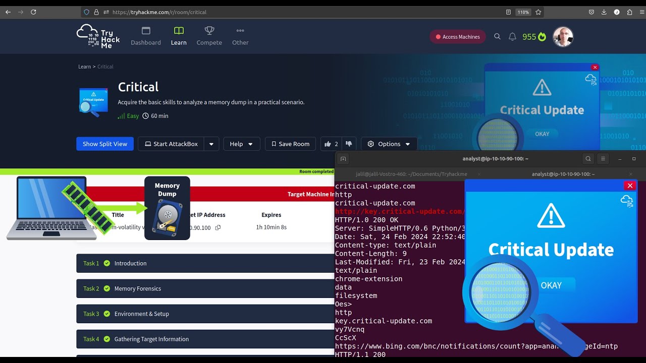 💻💻 Critical Memory Forensics Walkthrough | TryHackMe Guide 💻💻 - YouTube