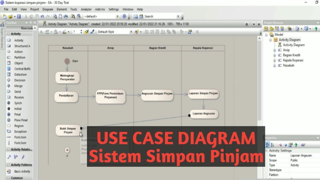 TUTORIAL USE CASE DIAGRAM, SISTEM SIMPAN PINJAM - YouTube