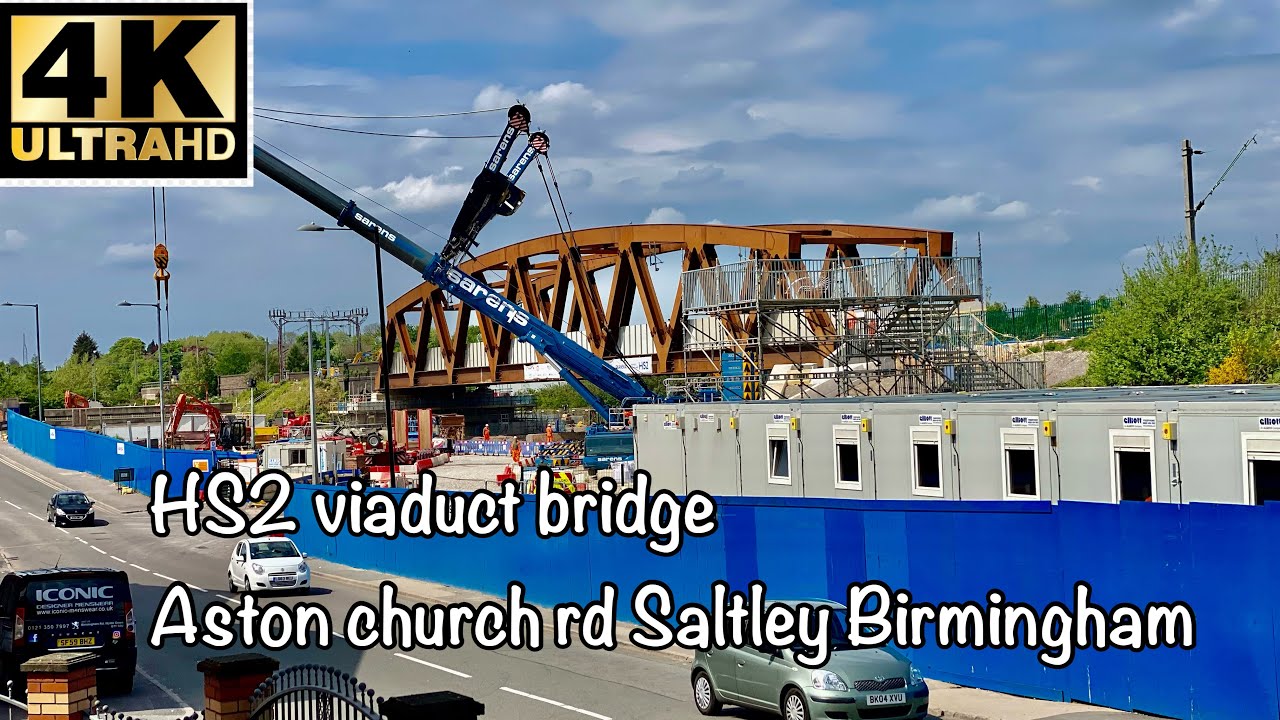 HS2 viaduct over bridge Aston church rd Saltley Birmingham England 4K ...