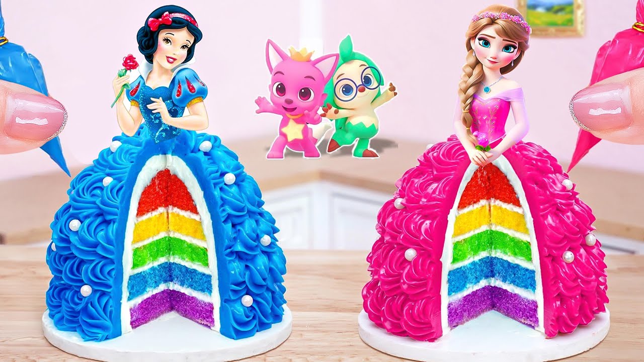 Perfect Rainbow Layer Princess Cake 🌈😍 Top Mini Disney Princess Cake ...