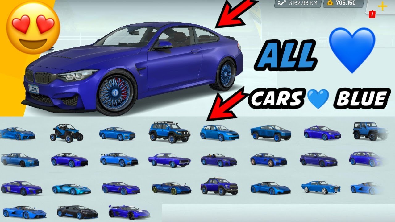 Making All Car Blue🔵 || In Extreme car driving simulator|| All Cars ...
