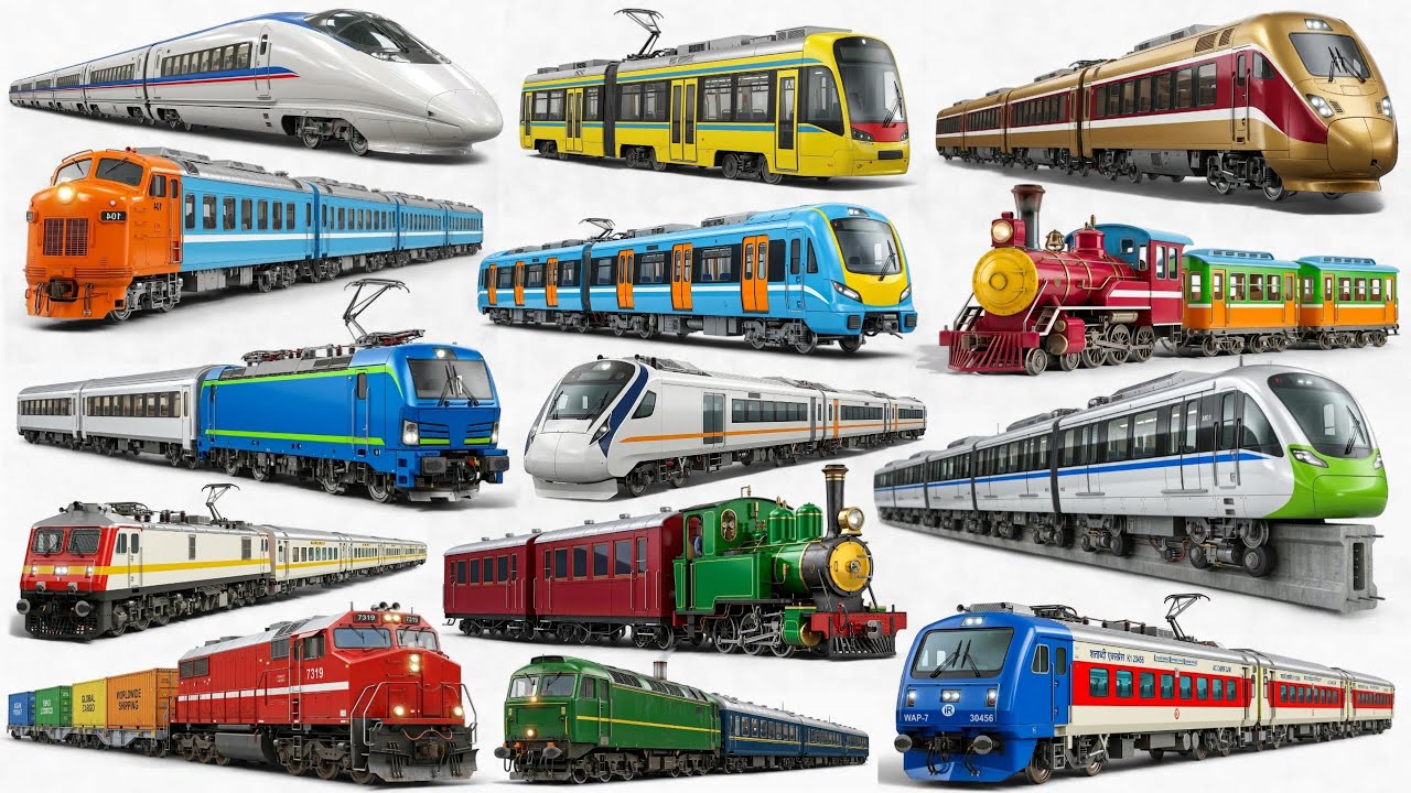 20 Train Names for Kids | Many Types Of Bullet Train, Metro Train ...