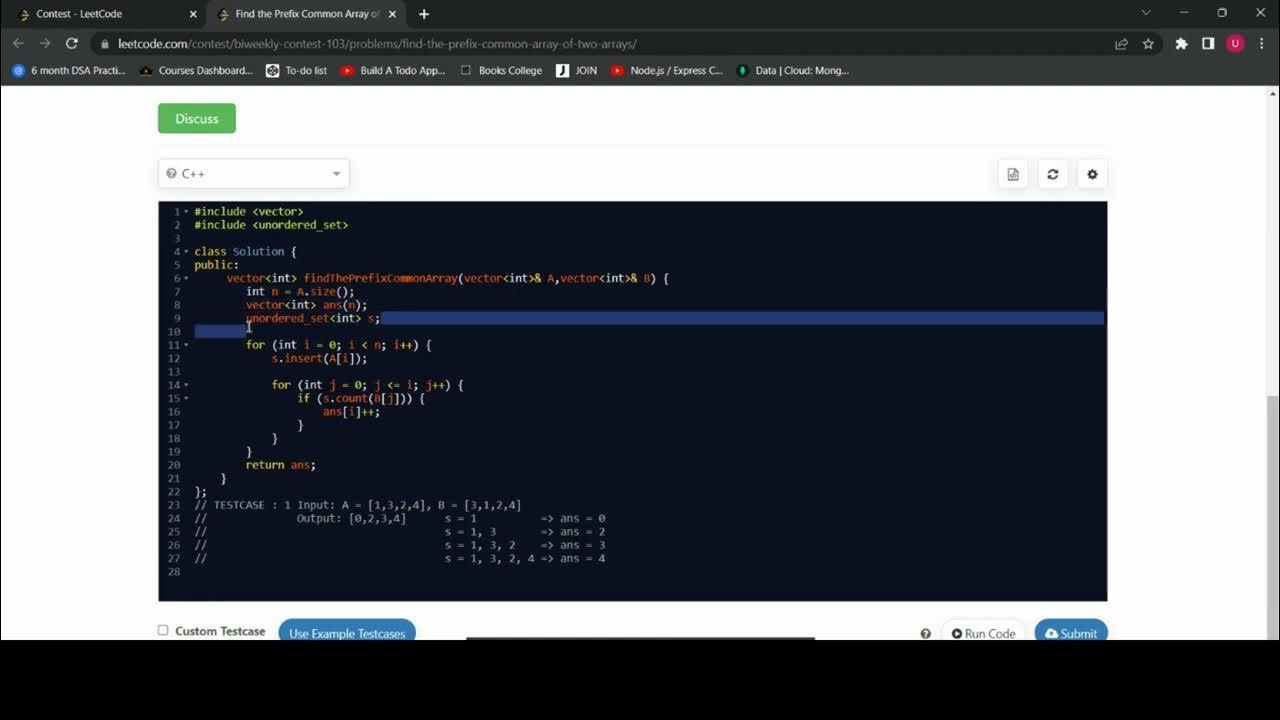 Find The Prefix Common Array Of Two Arrays Leetcode Biweekly Contest