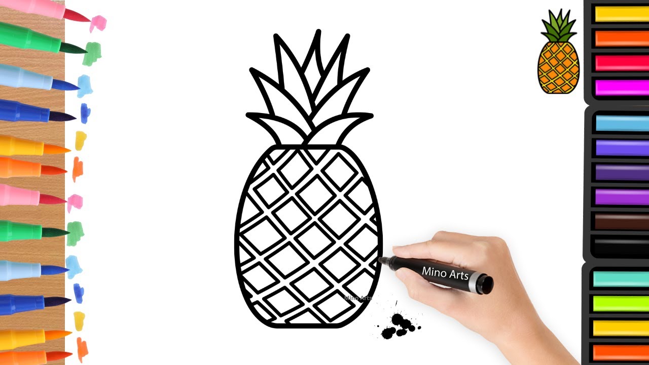 Pineapple Drawing || How to Draw a Pineapple Easy Step by Step ...