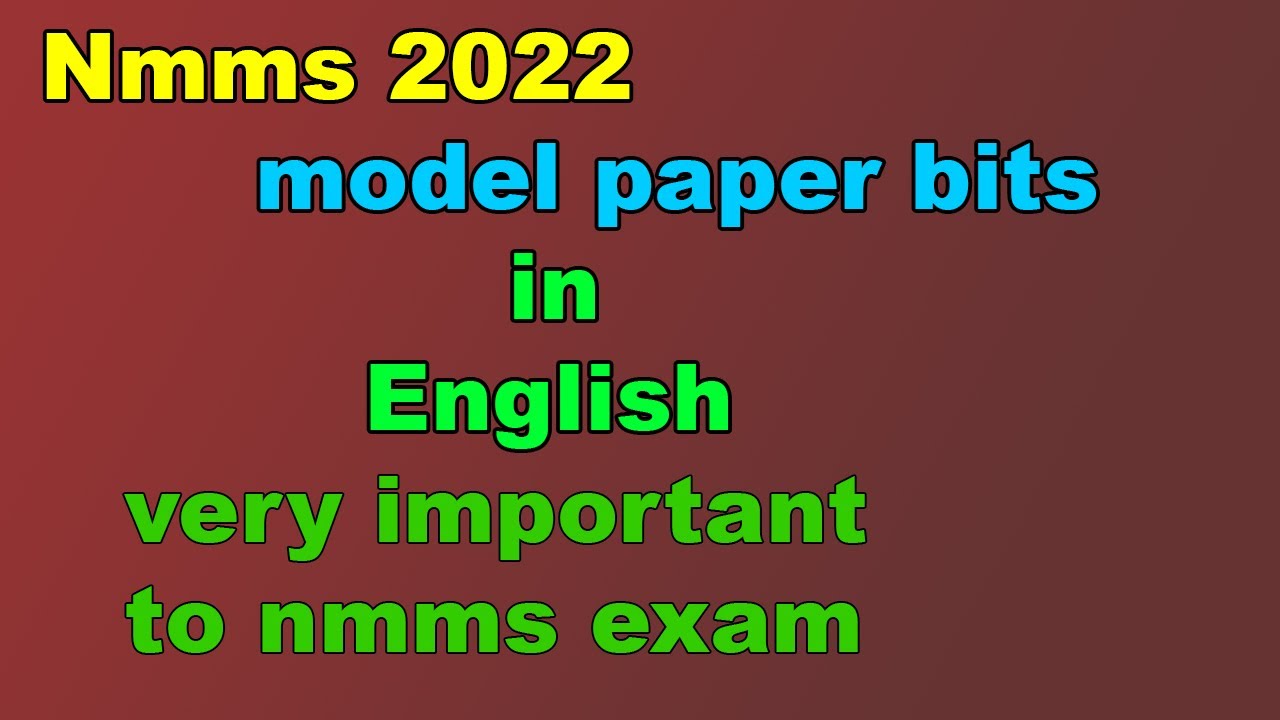 Nmms 2022 model paper bits in english || nmms exam 2022 bits - YouTube
