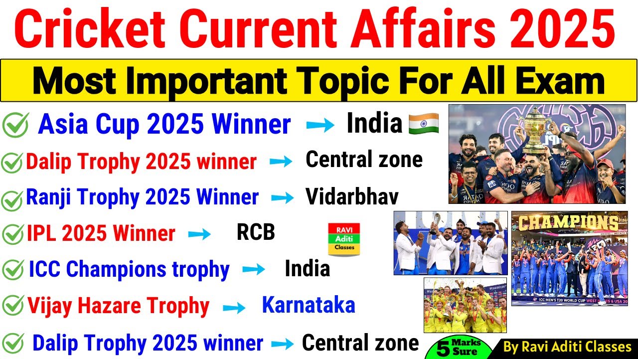 Cricket Sports Current Affairs 2025 | Sports Currrent Affairs 2025 ...