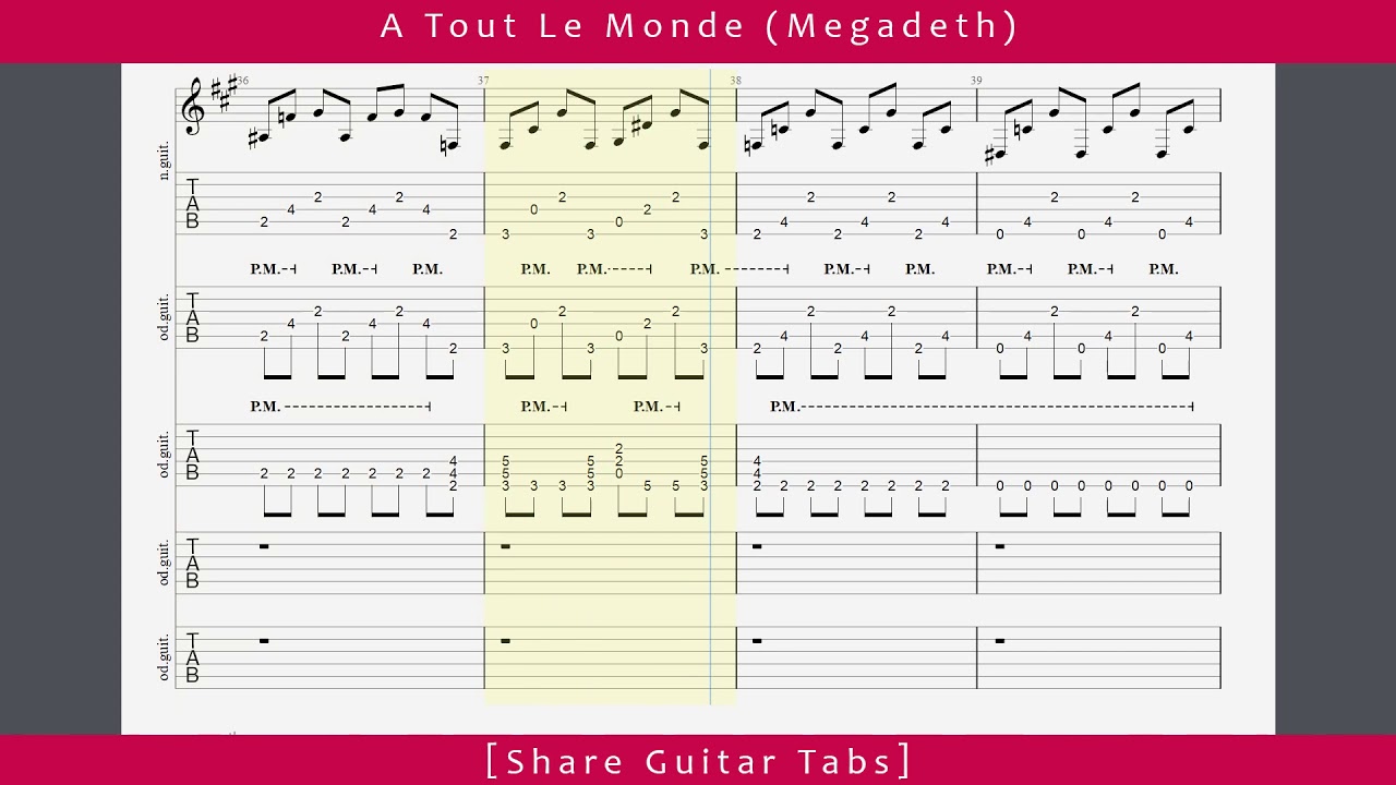 [Share Guitar Tabs] A Tout Le Monde (Megadeth) HD 1080p - YouTube