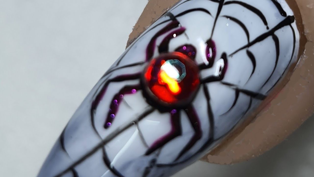 Tutorial on an easy Spider nail design for beginners.. - YouTube