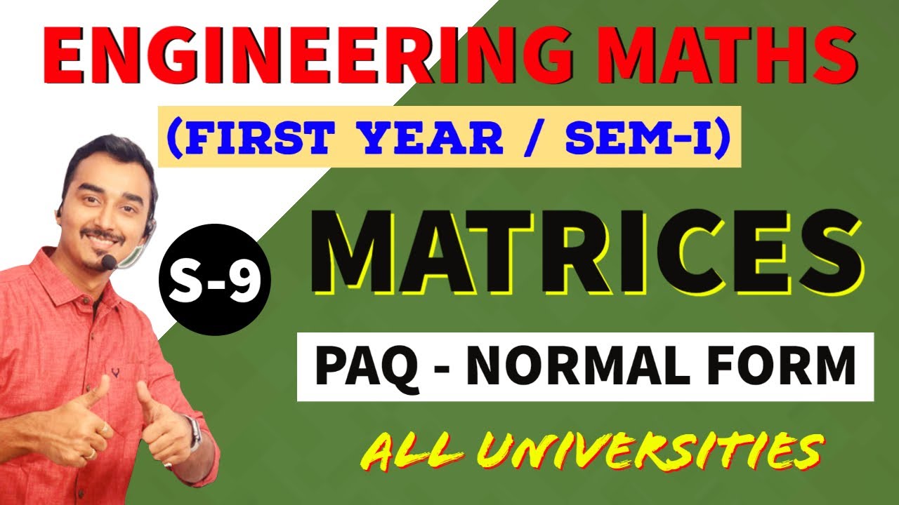 MATRICES | S-9 | RANK OF MATRIX | ENGINEERING FIRST YEAR | ENGINEERING ...
