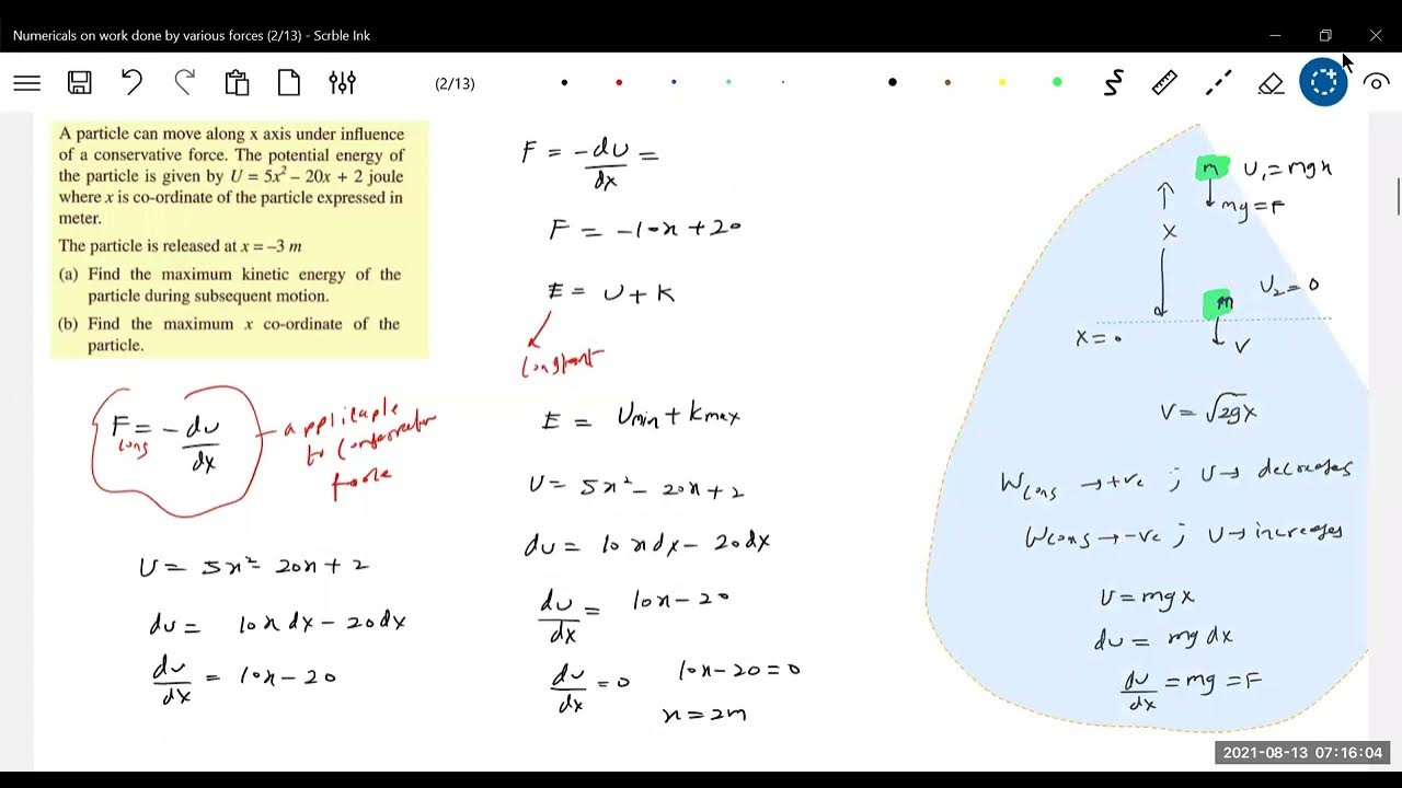 9) equilibrium class 11 |A particle can move along x axis under the influence of a conservative ...