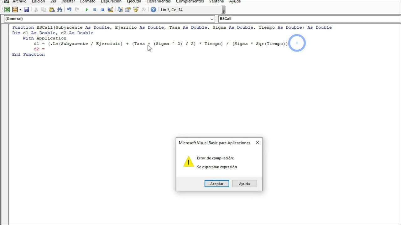 Creando una función Black Scholes Call con Visual Basic for Applications VBA para Excel - YouTube