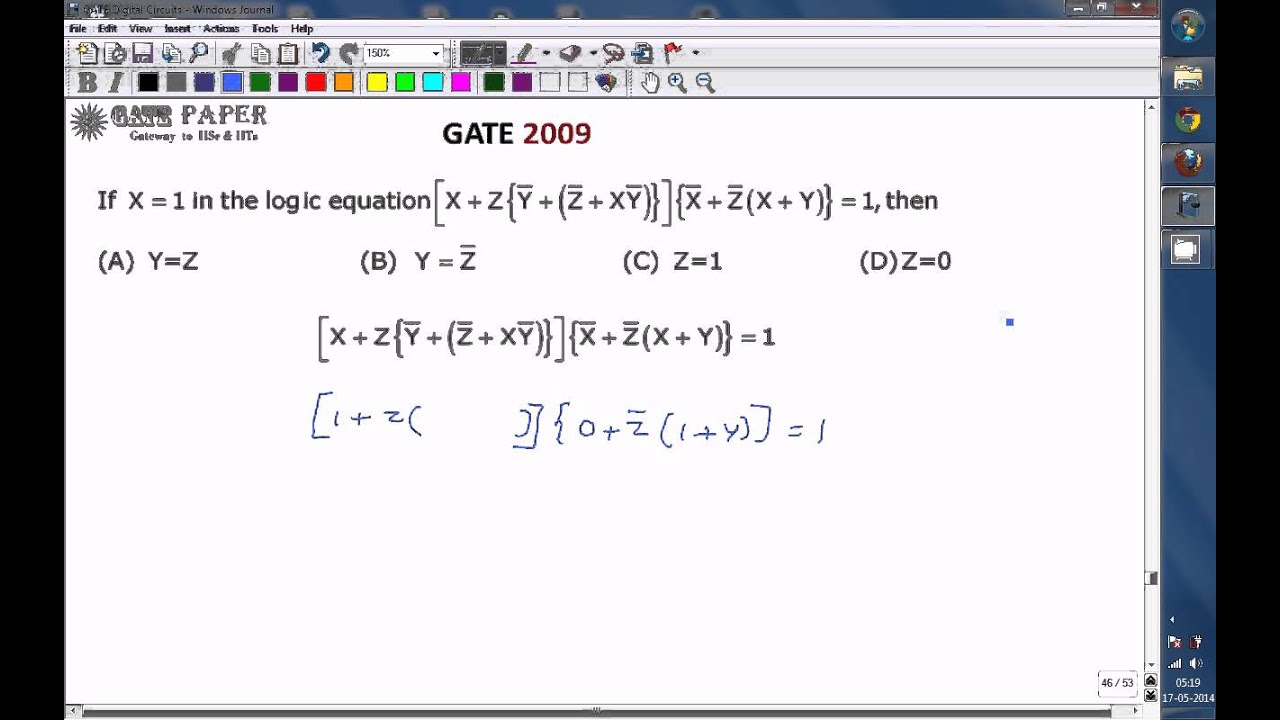 Gate 2009 Ece Sum Of Products Sop Expression Boolean Function Youtube