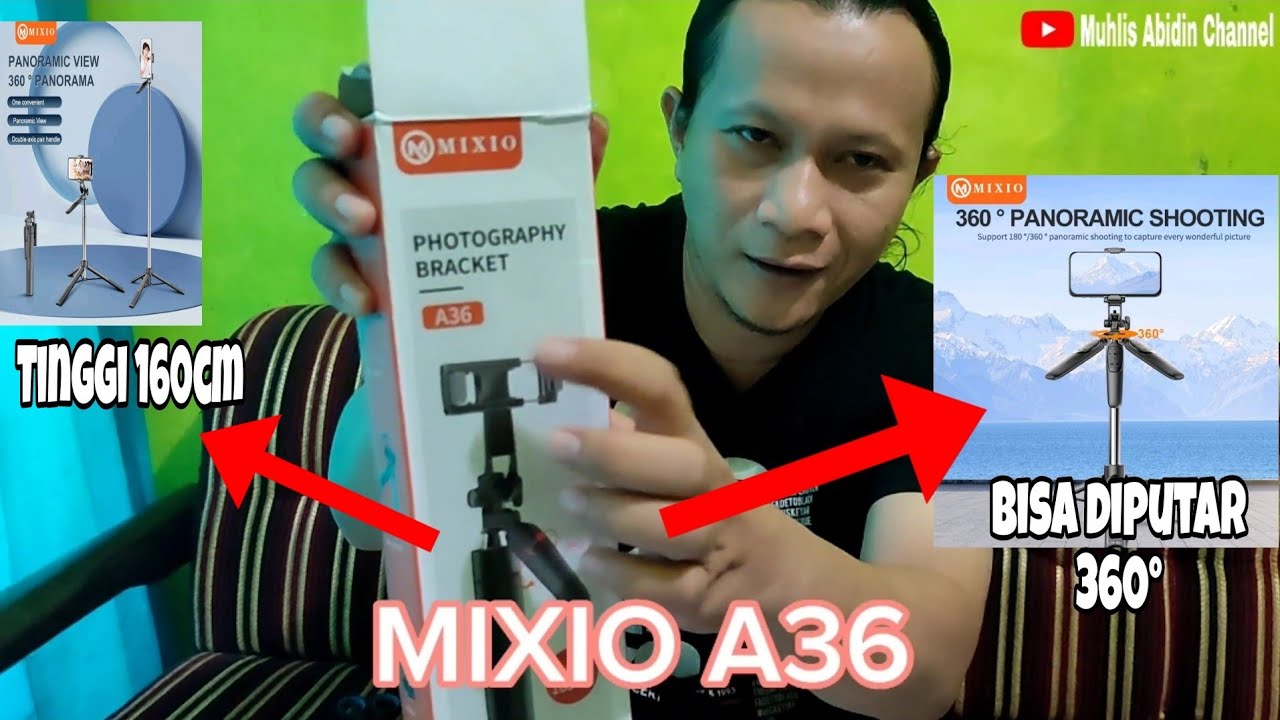 REVIEW TRIPOD MIXIO A36 360° ROTATION Tongsis Bluetooth Selfie Stick ...